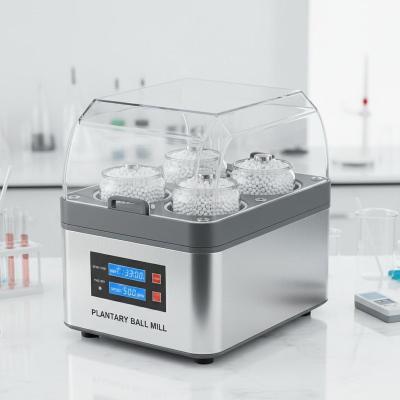 China Reversible Rotation Direction Planetary Ball Mill Machine with Overload Protection and Zirconium Oxide Grinding Balls for Nano Powder Grinding for sale