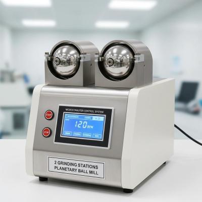 China 2 Grinding Stations Planetary Ball Mill Machine with Microcomputer Control and 1200 RPM for Laboratory Material Processing for sale