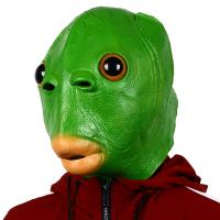 China Green Fish Latex Halloween Mask Adult Size Funny Cosplay Accessory EN71 Certified for sale