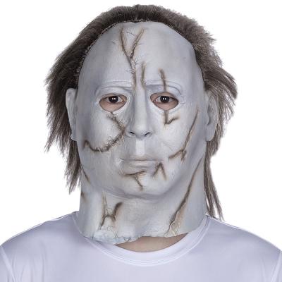 China White Face Michael Myers Latex Mask 20x33cm Halloween Movie Costume Scary Adult for sale