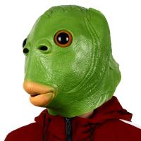 China Green Fish Animal Latex Mask Adult Unisex Halloween Cosplay 100% Natural Rubber for sale