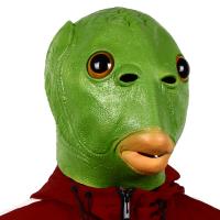 China Green Fish Animal Latex Mask Adult Unisex Halloween Cosplay 100% Natural Rubber for sale