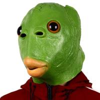 China Green Fish Animal Latex Mask Adult Unisex Halloween Cosplay 100% Natural Rubber for sale