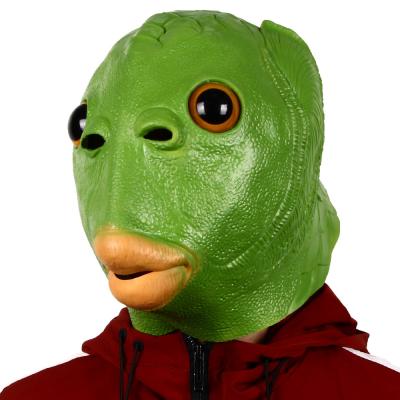 China Green Fish Animal Latex Mask Adult Unisex Halloween Cosplay 100% Natural Rubber for sale