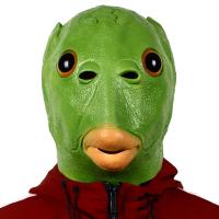 China Green Fish Animal Latex Mask Adult Unisex Halloween Cosplay 100% Natural Rubber for sale