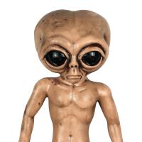 China Realistic Rubber Latex Alien Baby Prop Creepy Decorations Black Eyes Full Head Mask for sale