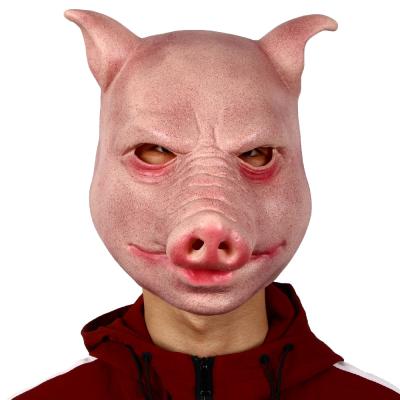 China 20x33cm Latex Pig Full Head Mask Cosplay Halloween Party Adult Size Customizable for sale