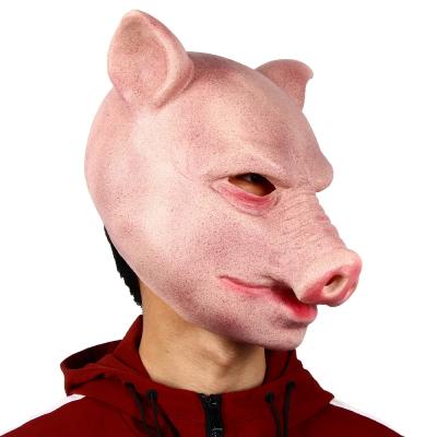 China 20x33cm Pig Head Latex Mask Full Head Creative Cosplay Halloween Party Adult for sale