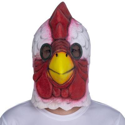 China 22x35cm Full Head Chicken Latex Mask Creepy Party Halloween Costume Accessory for sale