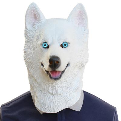 China Latex Siberian Husky Dog Mask Adult Size Halloween Costume Head 100% Natural Rubber for sale