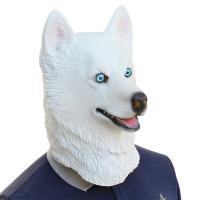 China Latex Siberian Husky Dog Mask Adult Size Halloween Costume Head 100% Natural Rubber for sale