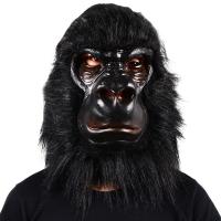 China CE Certified Black Gorilla Ape Mask Adult Unisex Natural Latex Rubber Halloween Costume for sale