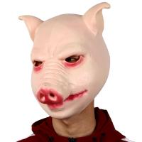 China Evil Halloween Angry Pig Latex Mask Full Head 22x35cm Adult Size for Party Costume for sale
