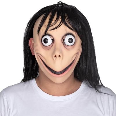 China Creepy Momo Mask Scary Full Face Rubber Latex Halloween Costume Adult Size for sale