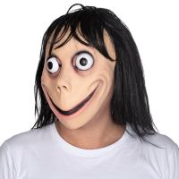 China Creepy Momo Mask Scary Full Face Rubber Latex Halloween Costume Adult Size for sale