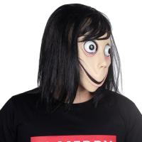 China Realistic Latex Momo Mask Halloween Scary Ghost Zombie Mask with Long Hair Adult Size for sale