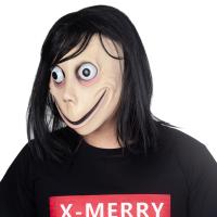 China Realistic Latex Momo Mask Halloween Scary Ghost Zombie Mask with Long Hair Adult Size for sale