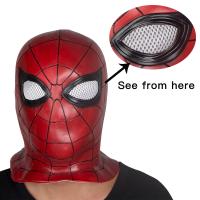 China Spider Man Full Head Latex Cosplay Mask 28x40cm Halloween Costume Red for sale