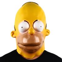 China Adult Homer Simpson Latex Mask Halloween Costume Accessory Realistic 100% Natural Rubber for sale