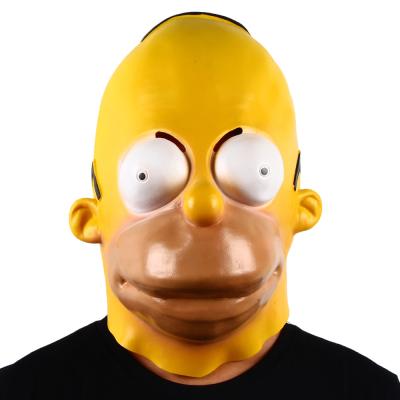 China Adult Homer Simpson Latex Mask Halloween Costume Accessory Realistic 100% Natural Rubber for sale