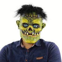 China Frankenstein Green Rubber Latex Horror Mask Adult Size with Wig for Halloween Party for sale