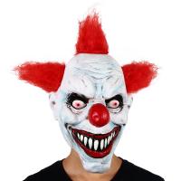 China CE Certified Red Hair Clown Mask Scary Latex Halloween Costume Adult Size for sale