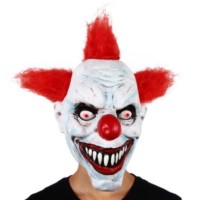 China CE Certified Red Hair Clown Mask Scary Latex Halloween Costume Adult Size for sale