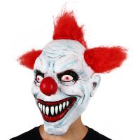 China CE Certified Red Hair Clown Mask Scary Latex Halloween Costume Adult Size for sale