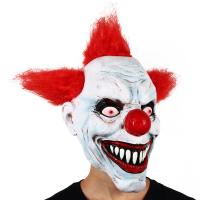 China CE Certified Red Hair Clown Mask Scary Latex Halloween Costume Adult Size for sale