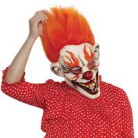 China Rubber Latex Fire Clown Mask Scary Horror with Orange Hair Adult Size EN71 Certified for sale