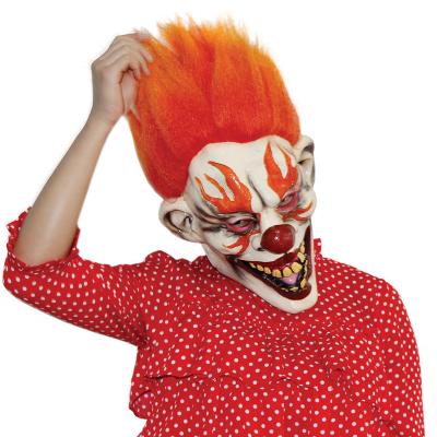 China Rubber Latex Fire Clown Mask Scary Horror with Orange Hair Adult Size EN71 Certified for sale