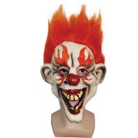 China Rubber Latex Fire Clown Mask Scary Horror with Orange Hair Adult Size EN71 Certified for sale