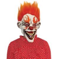 China Rubber Latex Fire Clown Mask Scary Horror with Orange Hair Adult Size EN71 Certified for sale
