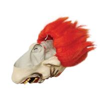 China Rubber Latex Fire Clown Mask Scary Horror with Orange Hair Adult Size EN71 Certified for sale
