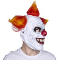 China Customizable Clown Mask Wide Smile Red Hair Adult Halloween Costume 100% Natural Latex for sale