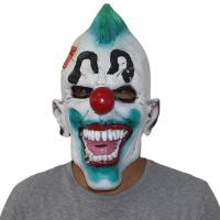 China ROHS Approved Punk Clown Latex Mask Big Teeth Green Hair Adult Size Halloween Costume for sale
