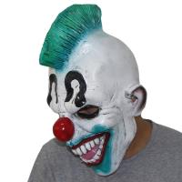China ROHS Approved Punk Clown Latex Mask Big Teeth Green Hair Adult Size Halloween Costume for sale