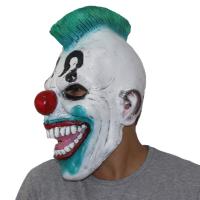 China ROHS Approved Punk Clown Latex Mask Big Teeth Green Hair Adult Size Halloween Costume for sale