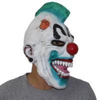 China ROHS Approved Punk Clown Latex Mask Big Teeth Green Hair Adult Size Halloween Costume for sale