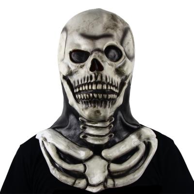China Realistic Latex Skeleton Overhead Mask with Neck Adult Size Halloween Cosplay for sale