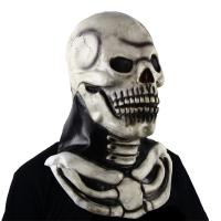 China Realistic Latex Skeleton Overhead Mask with Neck Adult Size Halloween Cosplay for sale