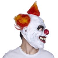 China Creepy Evil Rubber Latex Clown Mask Orange Yellow Hair 28x40cm Adult Size for sale