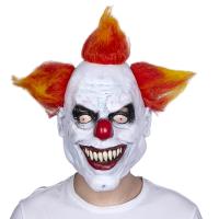 China Creepy Evil Rubber Latex Clown Mask Orange Yellow Hair 28x40cm Adult Size for sale