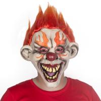 China Natural Latex Clown Mask Red Hair Halloween Masquerade 28x40cm Adult Size for sale