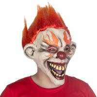 China Natural Latex Clown Mask Red Hair Halloween Masquerade 28x40cm Adult Size for sale