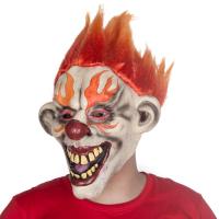 China Natural Latex Clown Mask Red Hair Halloween Masquerade 28x40cm Adult Size for sale