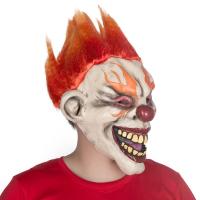 China Natural Latex Clown Mask Red Hair Halloween Masquerade 28x40cm Adult Size for sale