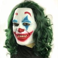 China Joker Pennywise Clown Costume Mask 100% Natural Latex Adult Size Green Hair for sale