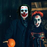 China Joker Pennywise Clown Costume Mask 100% Natural Latex Adult Size Green Hair for sale