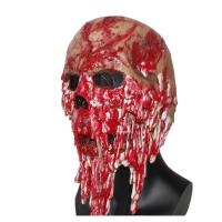 China 100% Natural Latex Rubber Bloody Zombie Head Mask Halloween Costume CE EN71 Approved Adult Size for sale